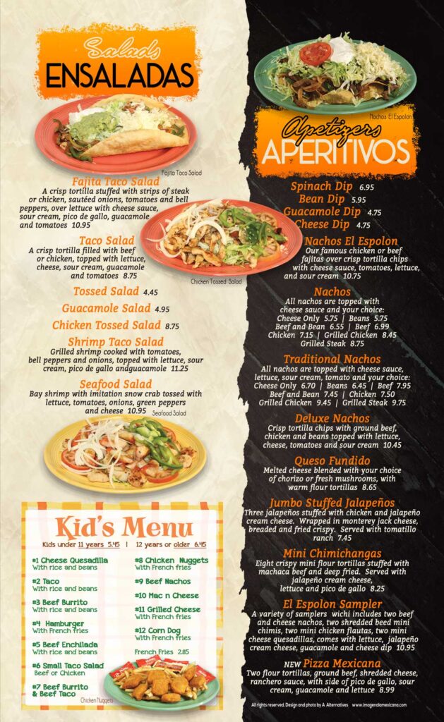 Table Menu – El Espolon